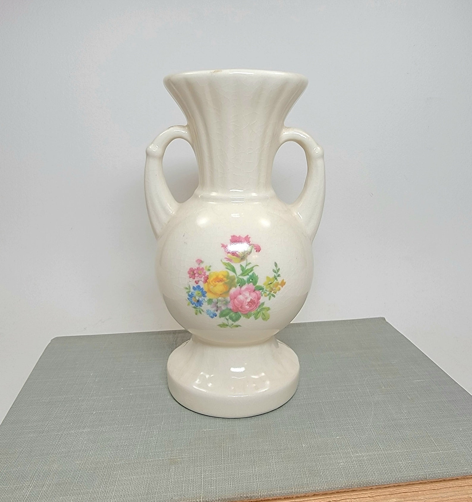 Vintage 1940's Pastel Rose Floral Bud Vase Ceramic - Etsy