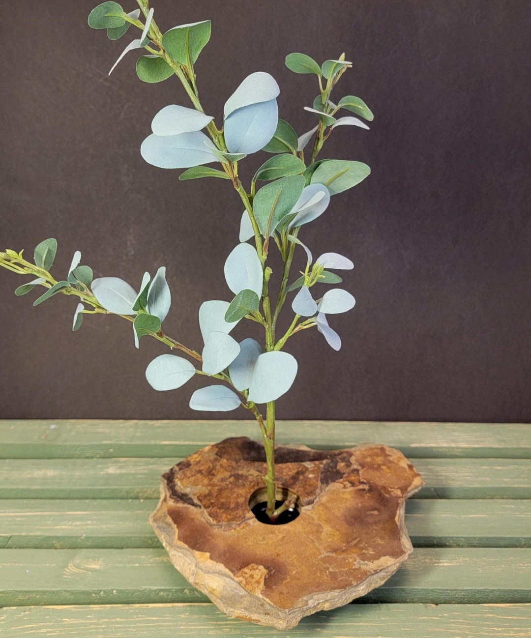 Handcrafted Natural Slate Stone Ikebana, Flower Frog Vase, Medium Size ...