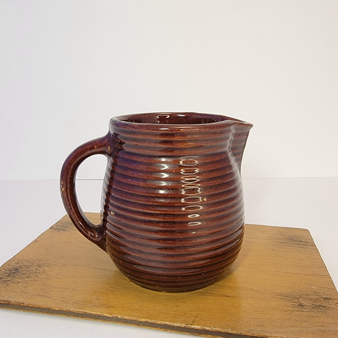 Western Stoneware-monmouth Pottery Milk Pitcher Jug, Ribbed Beehive ...