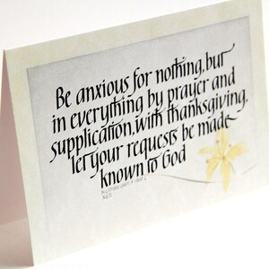 Be Anxious for Nothing Calligraphy Scripture Greeting Card Blank ...