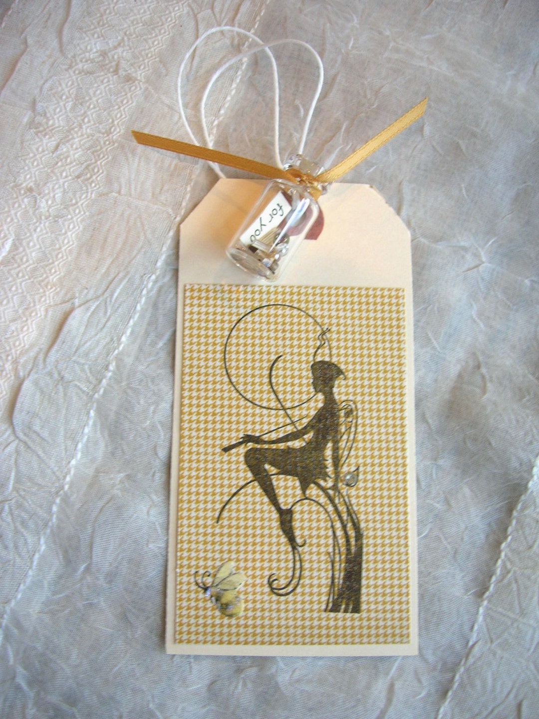 SALE Woodland Sprite Tag With Tiny Glass Bottle With a Message. - Etsy