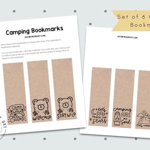 PDF: 6 Printable Camping Bookmarks | Camping Themed Bookmarks ...