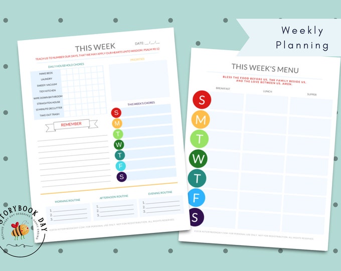 PDF: Week-at-a-glance One Page Planner - Etsy