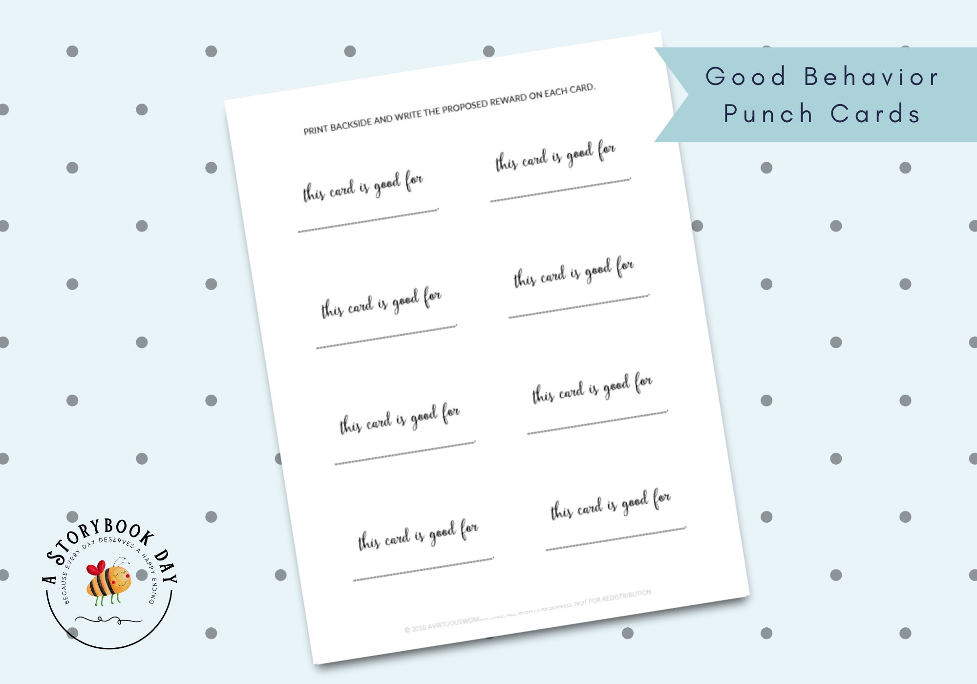PDF: Good Behavior Punch Card | Reward Card for Kids - Etsy