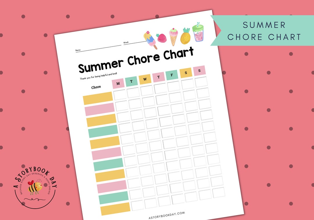PDF: Summer Chores | Ice Cream | Chore Chart for Kids | Printable ...