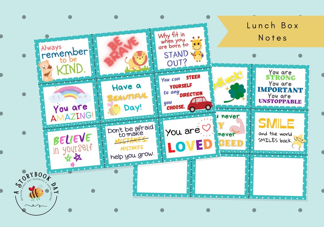 PDF: Fun Lunch Box Notes for Kids | PDF - Etsy