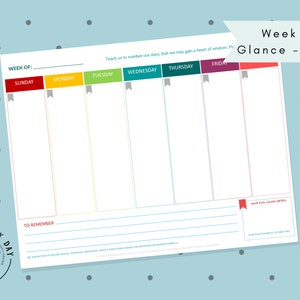 PDF: Week-at-a-glance | One Page Planner - Etsy