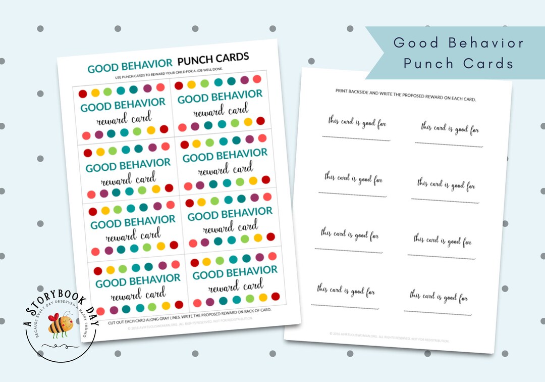 PDF: Good Behavior Punch Card | Reward Card for Kids - Etsy