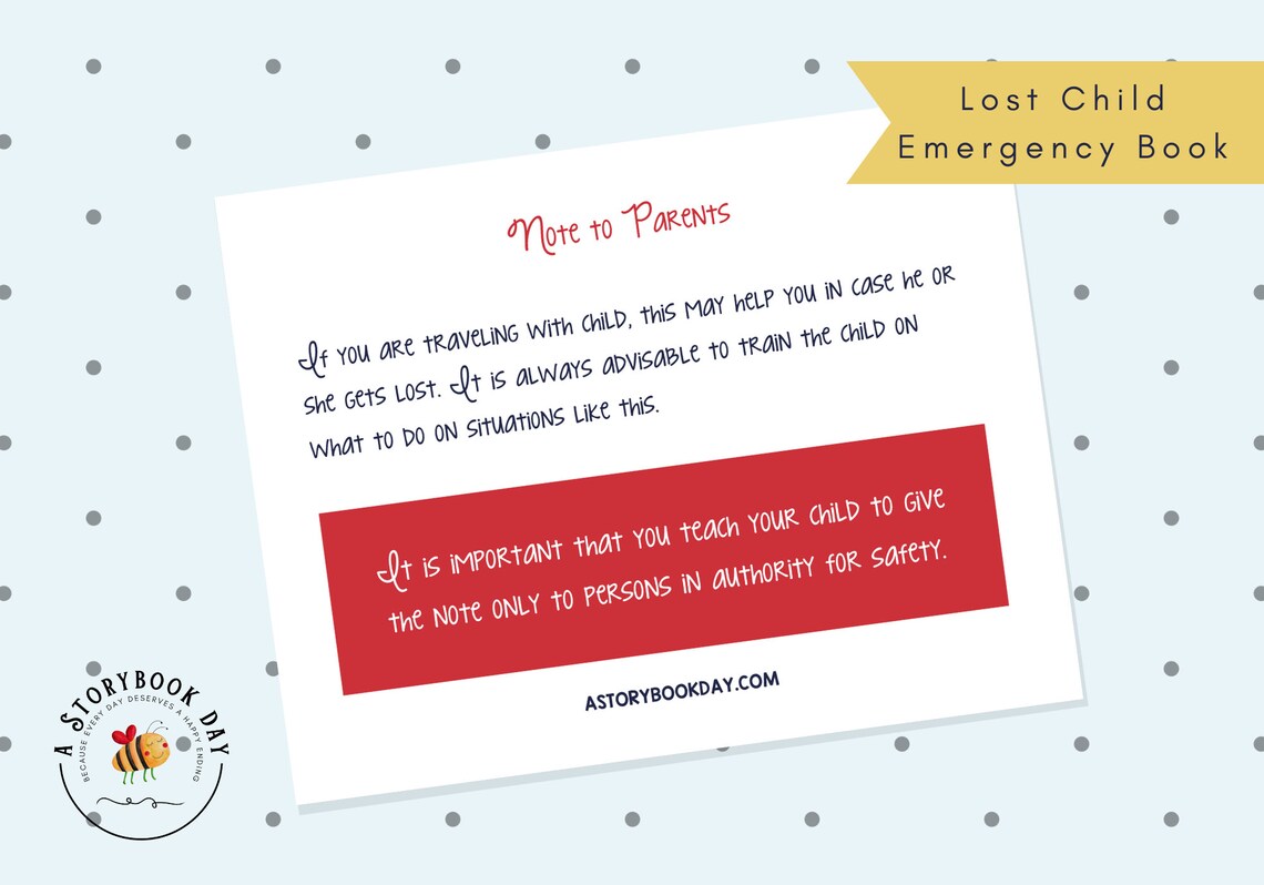 PDF: Lost Child Emergency Booklet | Preschoolers | PDF - Etsy