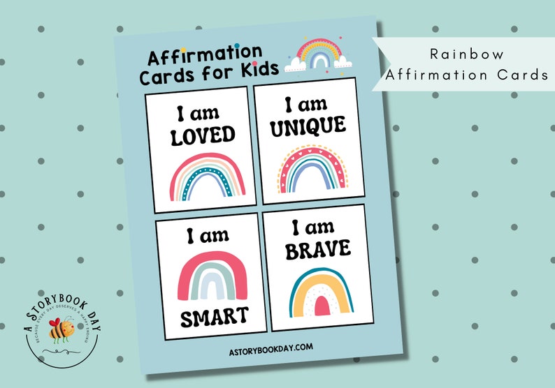 Rainbow Affirmation Cards for Kids - Etsy