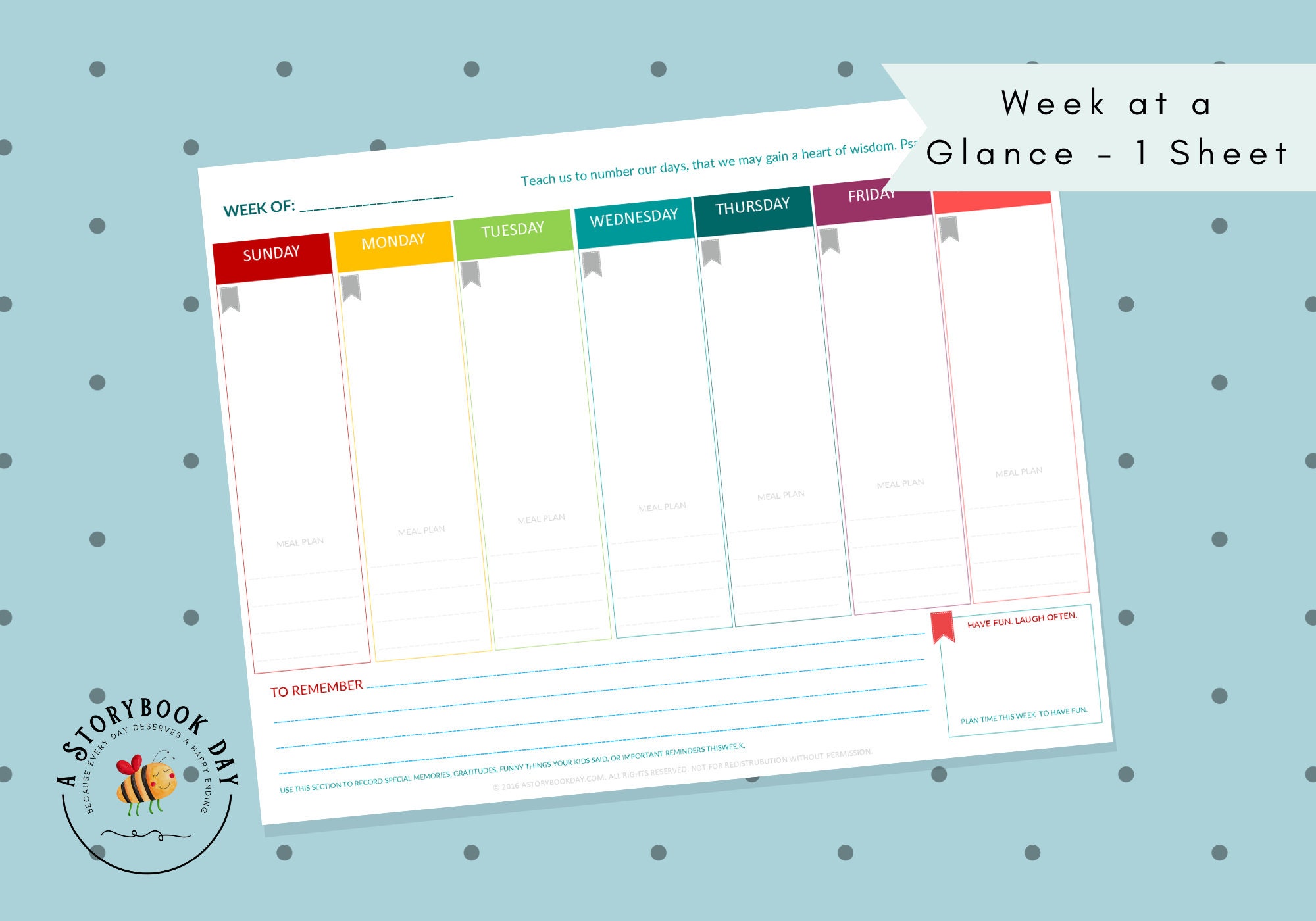 PDF: Week-at-a-glance | One Page Planner - Etsy