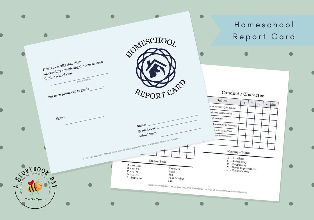 PDF: Blue Homeschool Report Card | PDF - Etsy