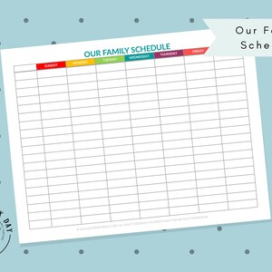 PDF: Our Family Schedule Chart - Etsy