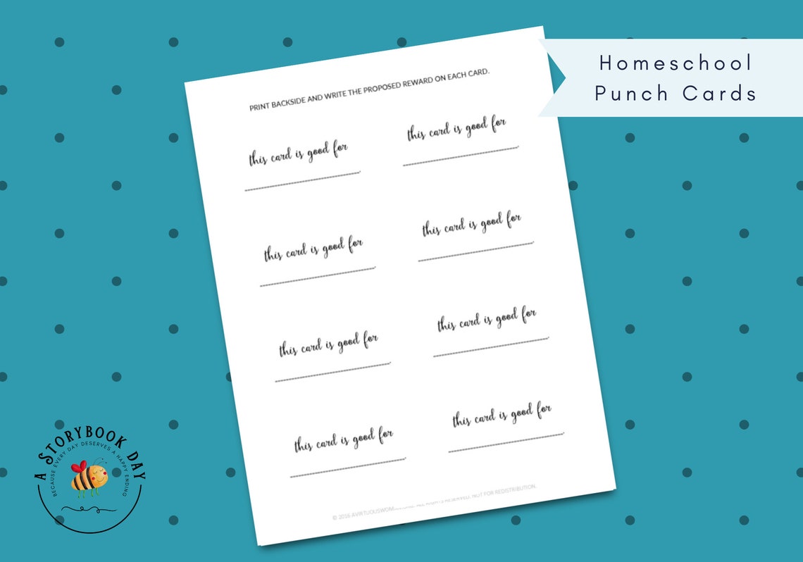 PDF: Homeschool Punch Card | Reward Card for Kids - Etsy