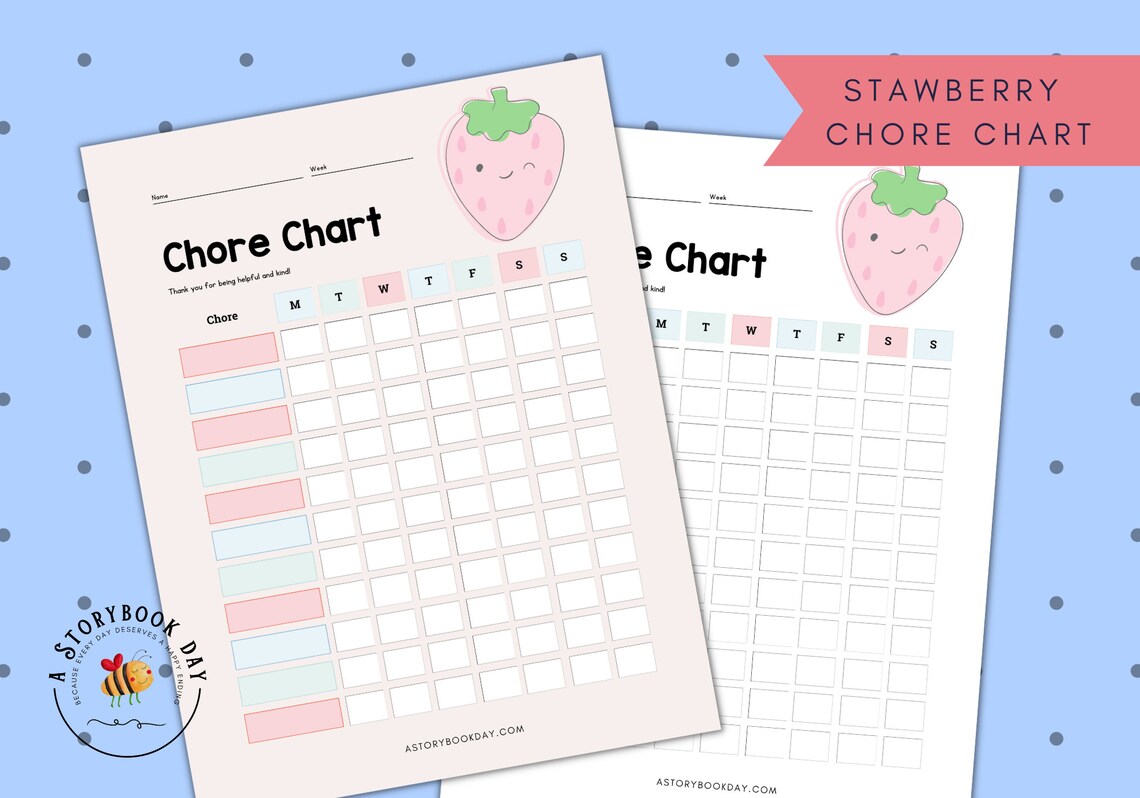 PDF: Strawberry Kawaii | Cute Chore Chart for Girls | Printable ...