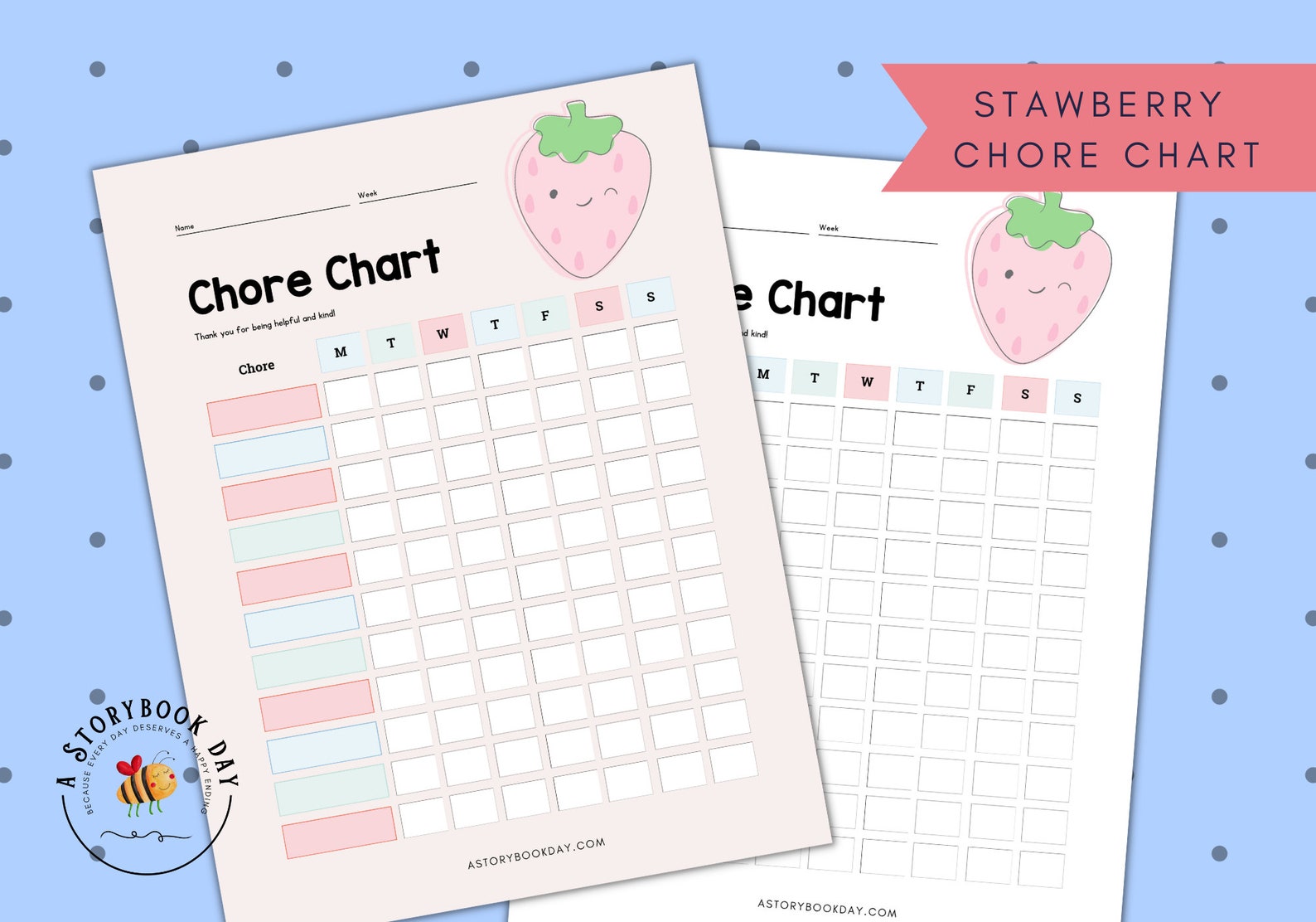 PDF: Strawberry Kawaii | Cute Chore Chart for Girls | Printable ...