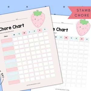 PDF: Strawberry Kawaii | Cute Chore Chart for Girls | Printable ...