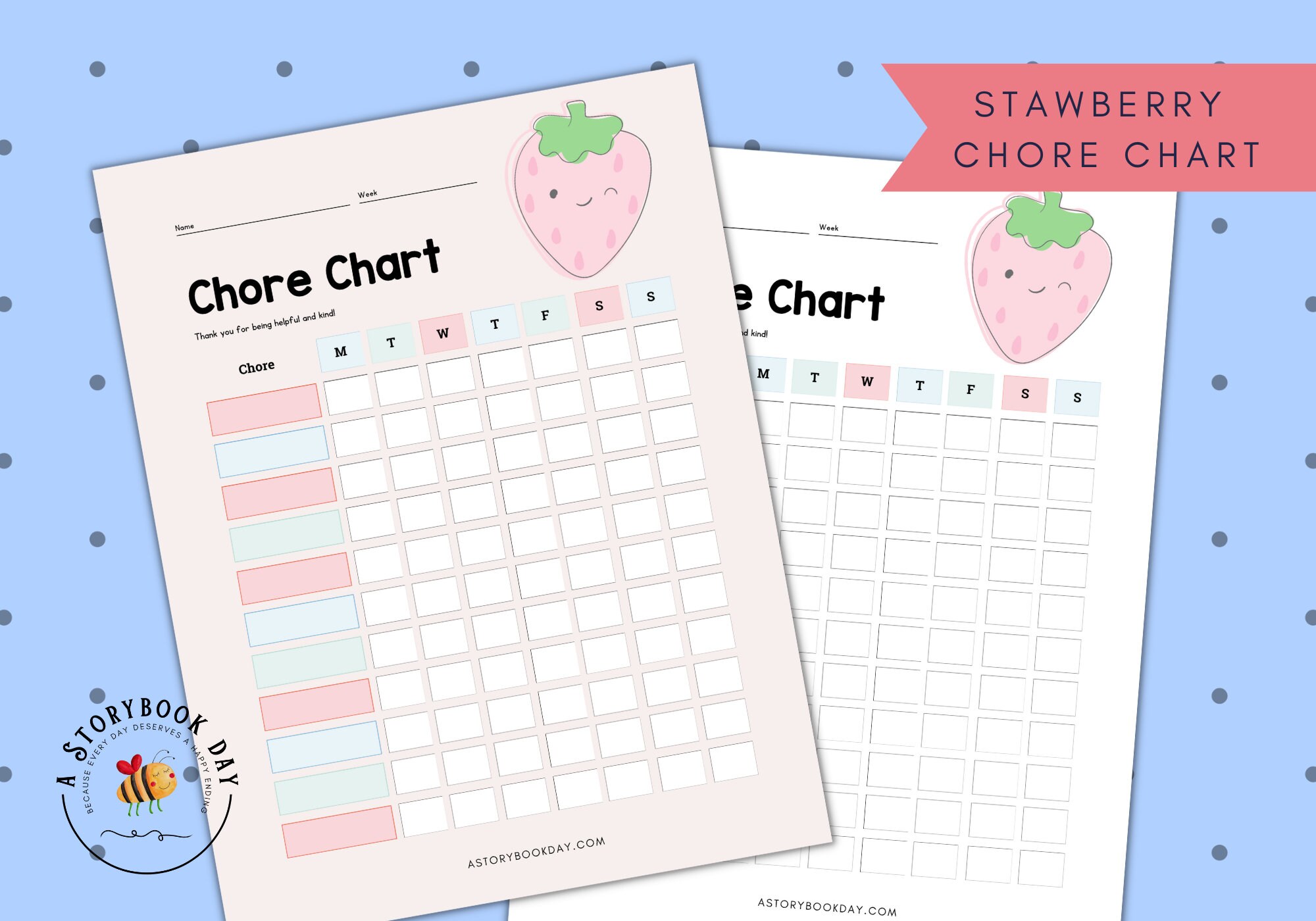 PDF: Strawberry Kawaii | Cute Chore Chart for Girls | Printable ...