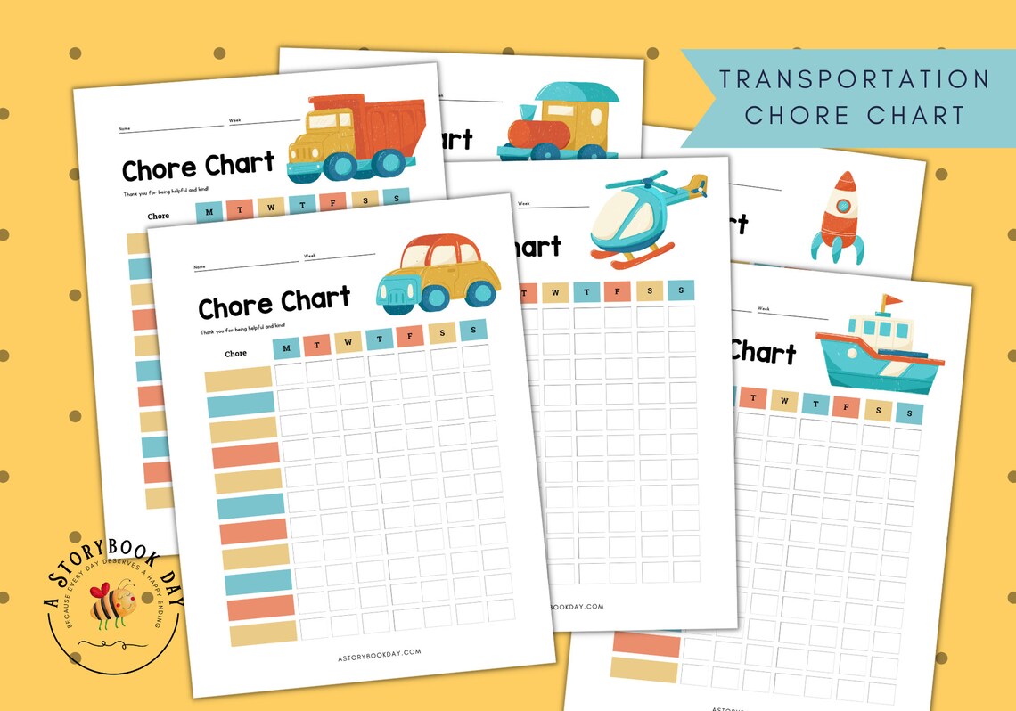 PDF: Transportation Chore Chart for Boys Printable Reward Chart - Etsy