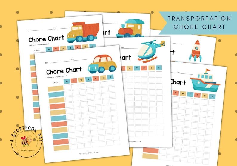 PDF: Transportation | Chore Chart for Boys | Printable | Reward Chart ...
