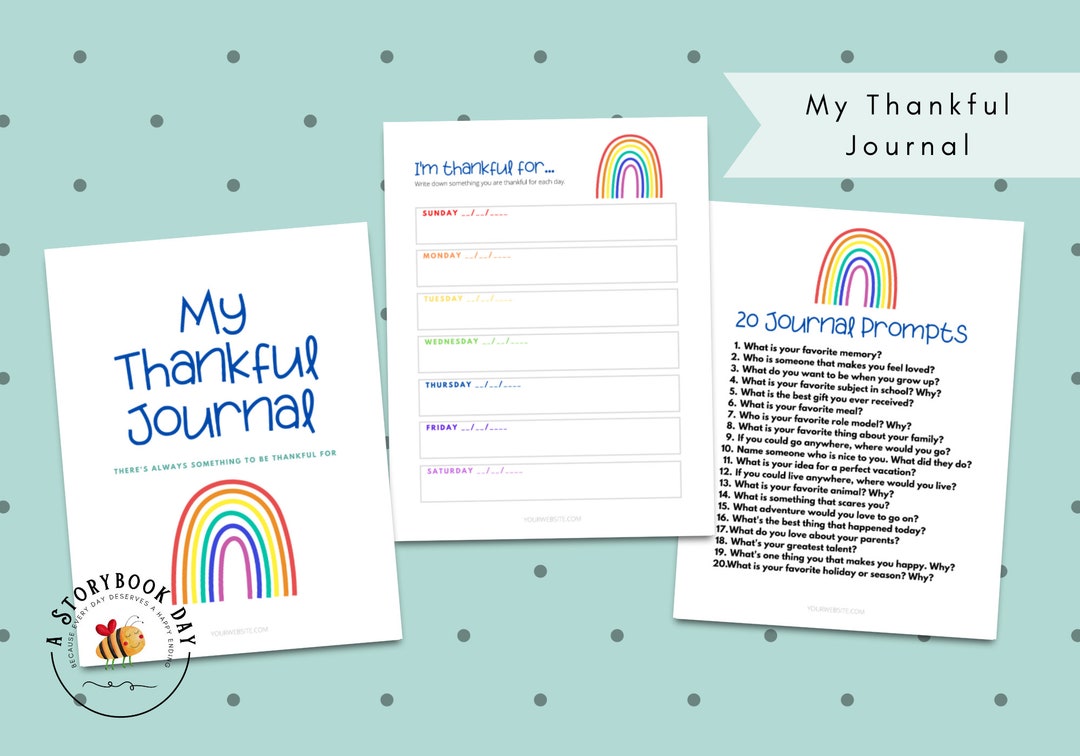 PDF: My Thankful Journal | 3 Pages | Rainbow - Etsy