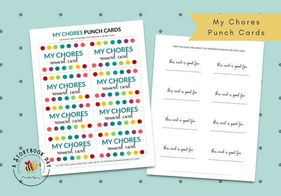 PDF: My Chores Punch Card Reward Card for Kids | Etsy