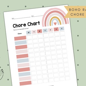 PDF: Boho Rainbows | Chore Chart for Girls | Printable | Reward Chart ...