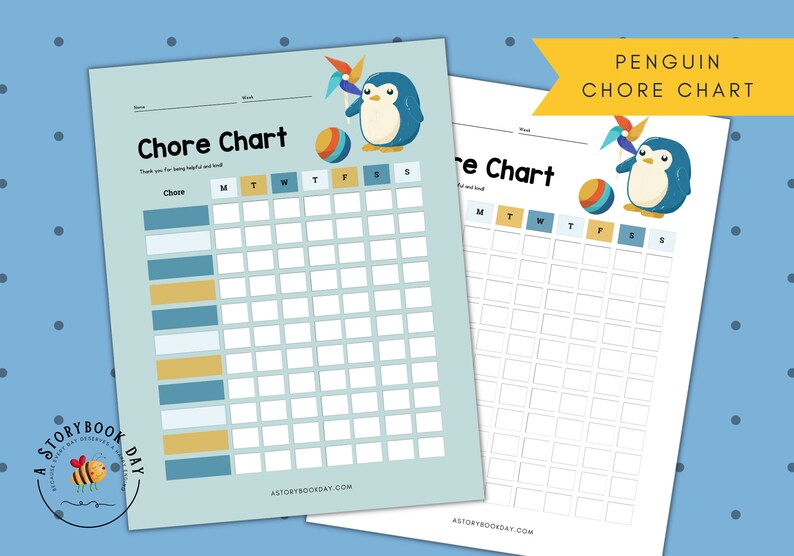 PDF: Penguin | Chore Chart for Boys | Printable | Reward Chart - Etsy