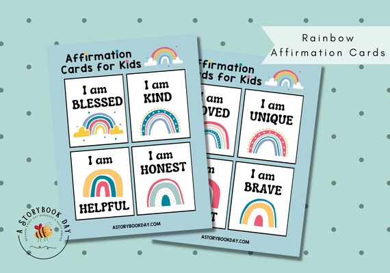 Rainbow Affirmation Cards for Kids | Etsy