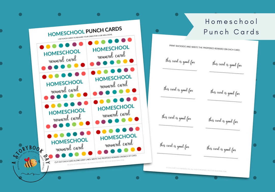 PDF: Homeschool Punch Card Reward Card for Kids - Etsy