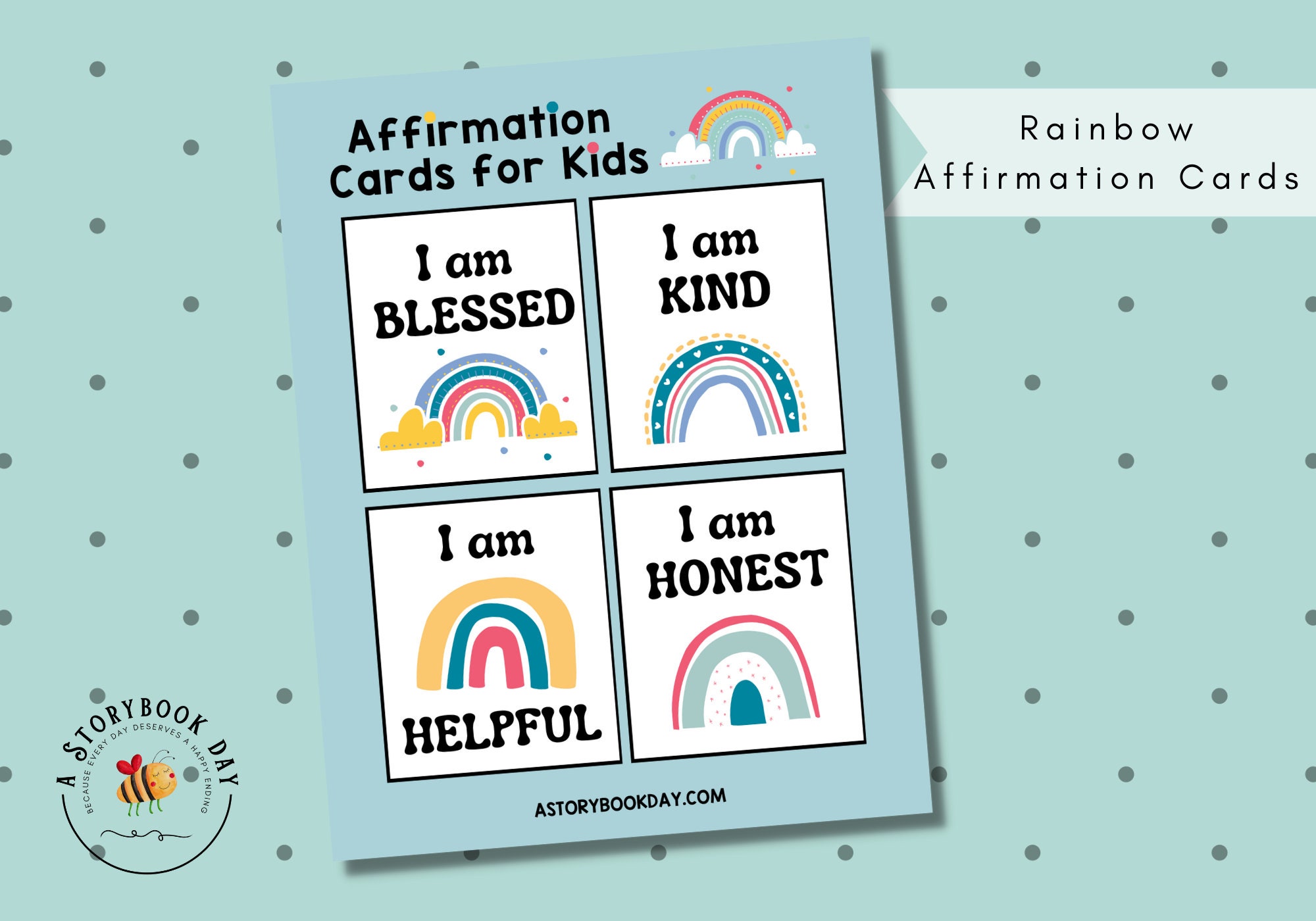 Rainbow Affirmation Cards for Kids - Etsy