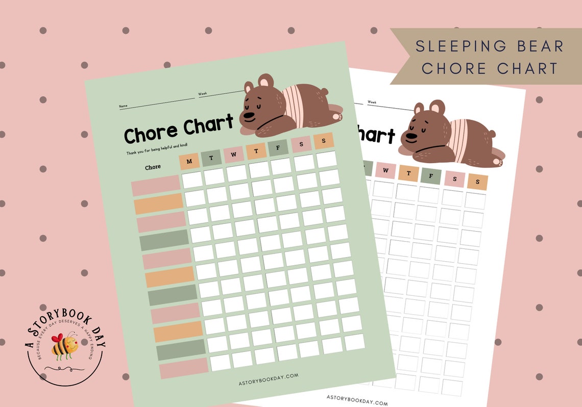 PDF: Sleeping Bear Chores | Chore Chart for Kids | Printable | Reward ...