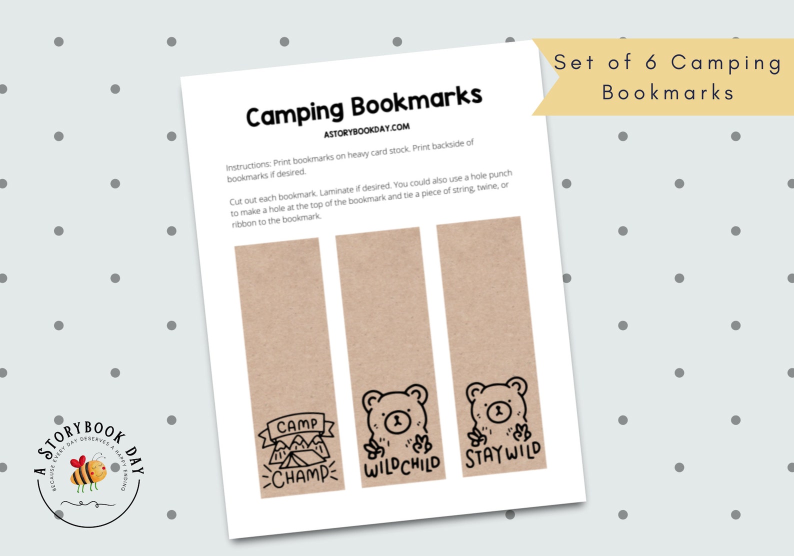 PDF: 6 Printable Camping Bookmarks | Camping Themed Bookmarks ...