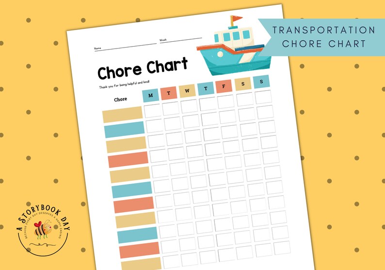 PDF: Transportation | Chore Chart for Boys | Printable | Reward Chart ...