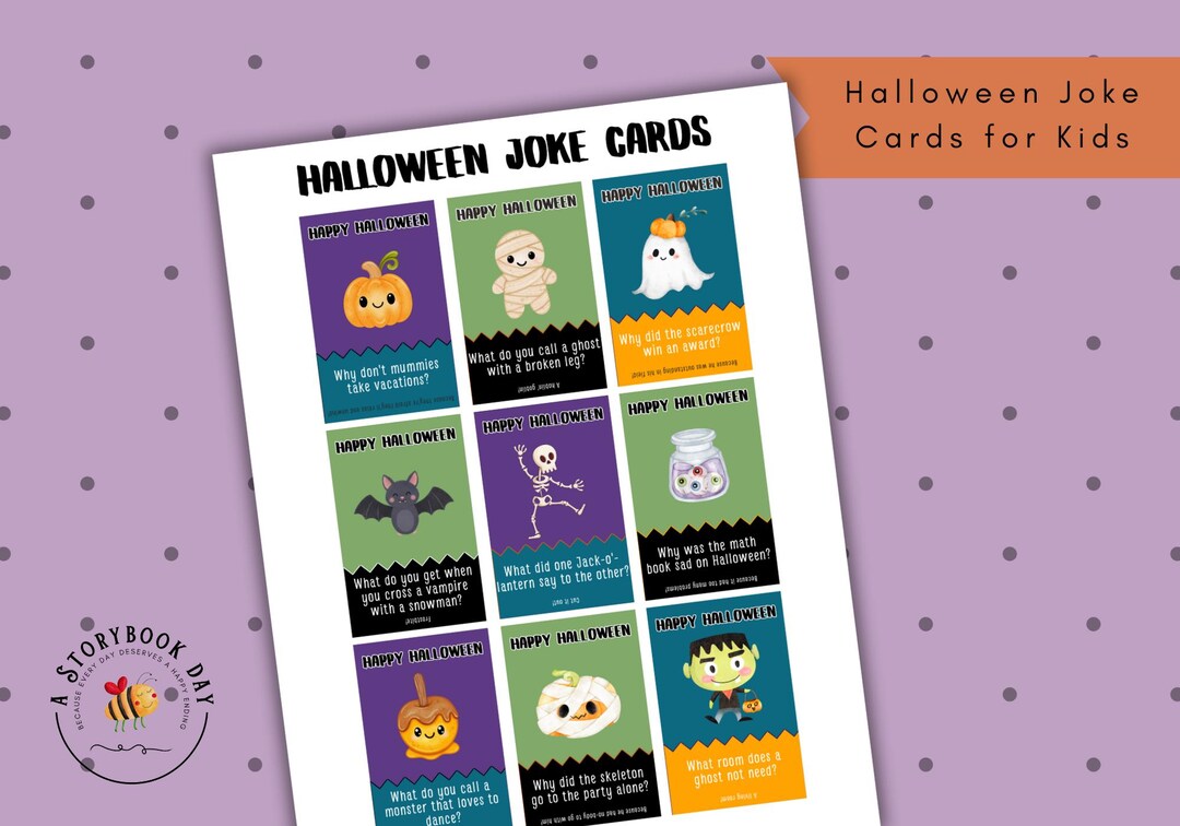 Halloween Joke Cards for Kids | Lunch Box Notes | Jokes for Kids - Etsy