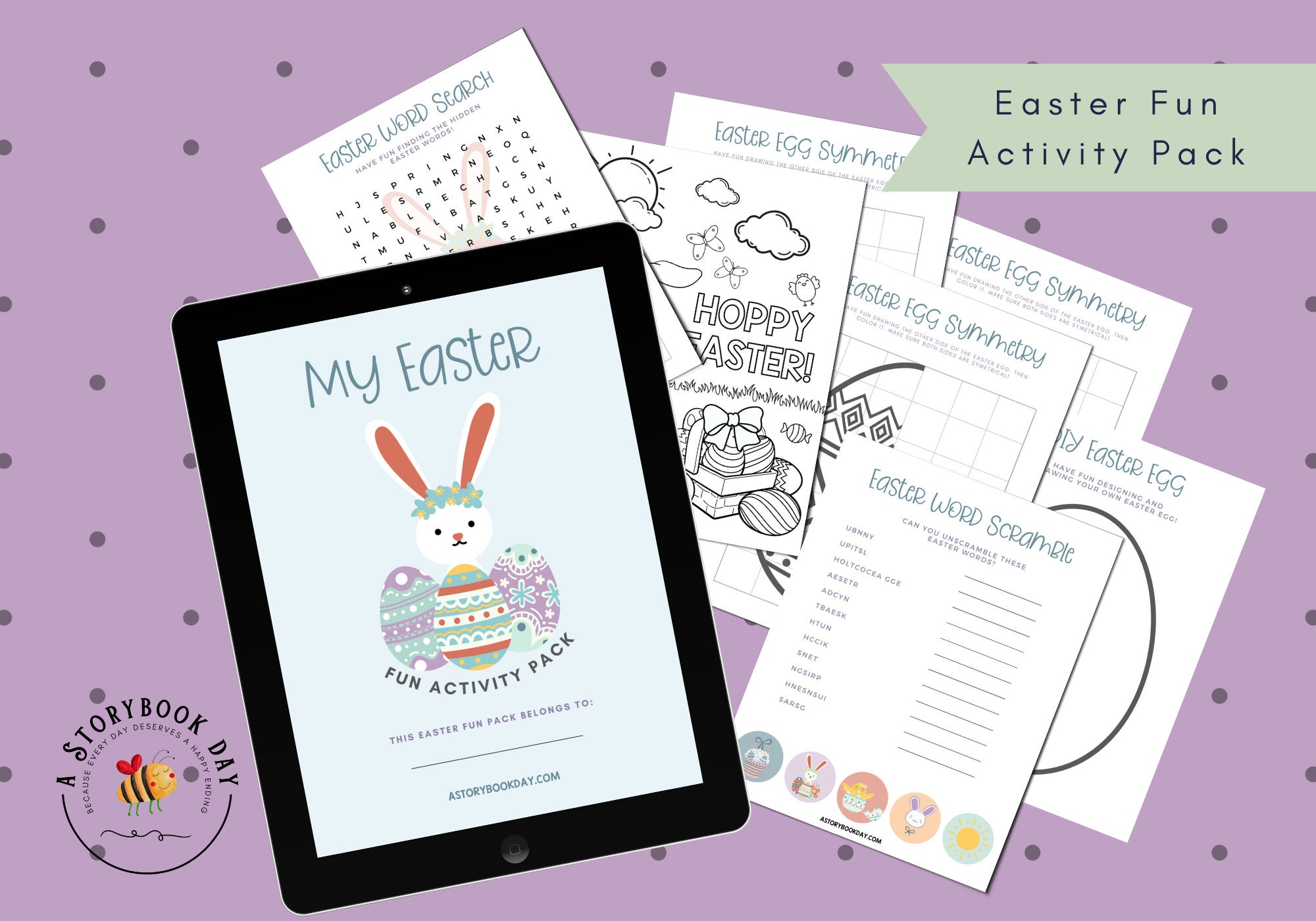 Easter Fun Activity Pack for Kids | Coloring Page | Word Search | Word ...