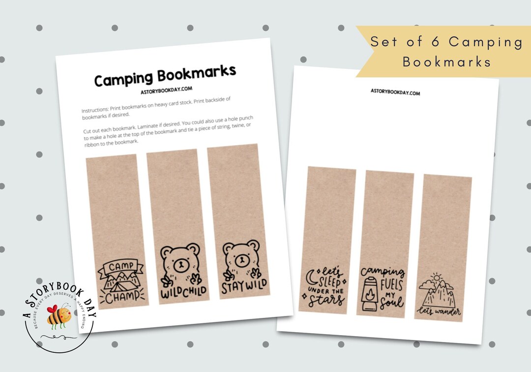 PDF: 6 Printable Camping Bookmarks | Camping Themed Bookmarks ...