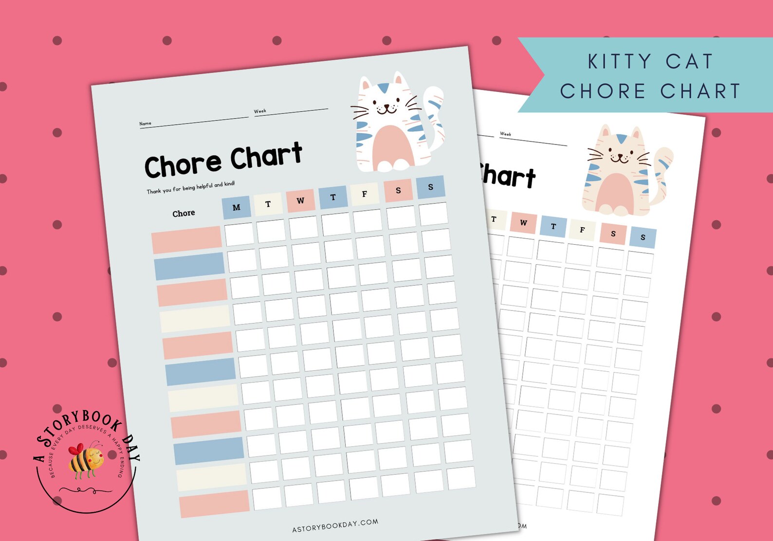 PDF: Kitty Cat Chores | Chore Chart for Kids | Printable | Reward Chart ...