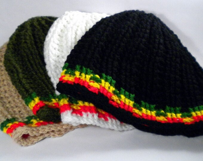 Rasta Beanie, Surf Hat, Custom Rasta Clothing, Crochet Reggae Beanie ...