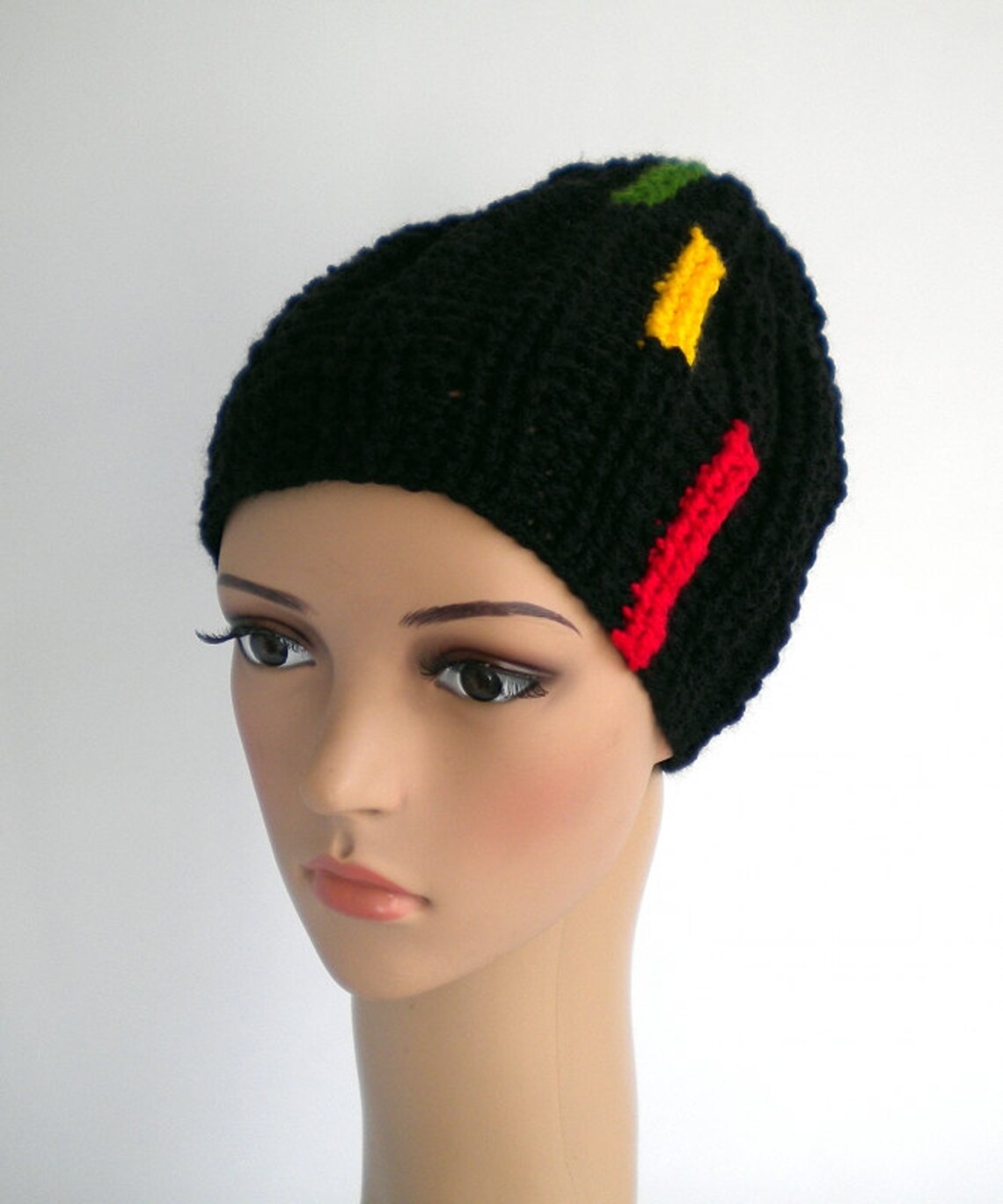 Rasta Hat With Cut Stripes on the Side, Jamaica Beanie, Dreadlock Tam ...