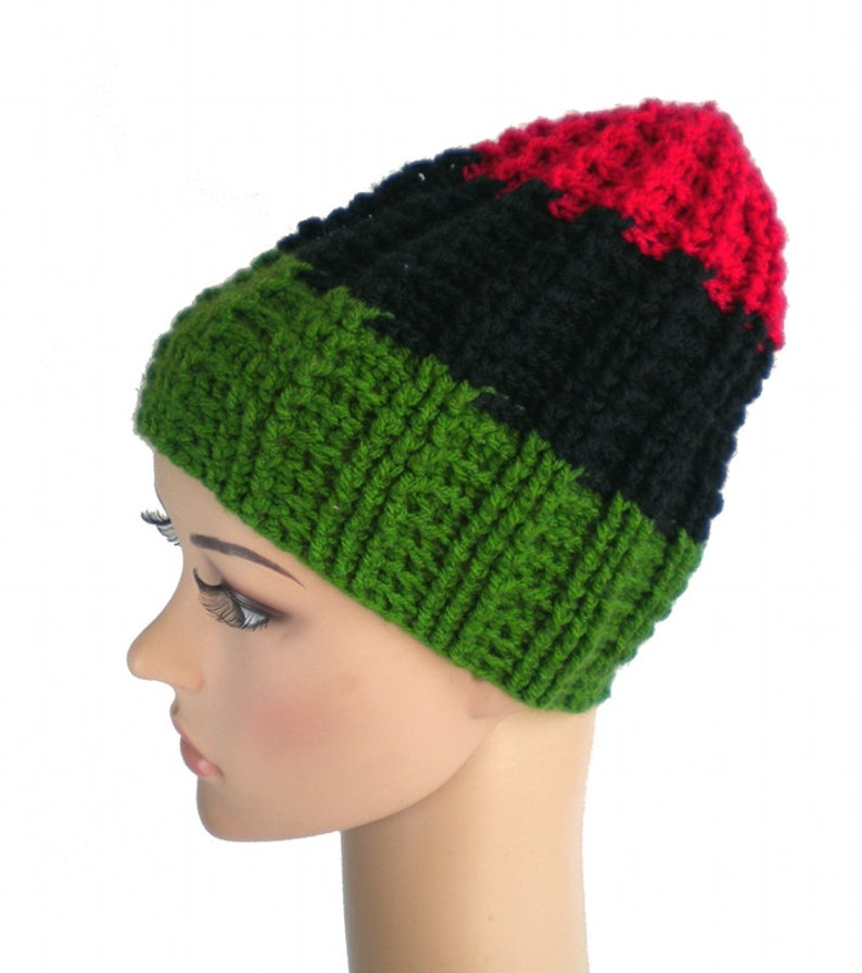 Rasta Beanie With Pan-african Movement Colors, African Crown, Rastafari ...