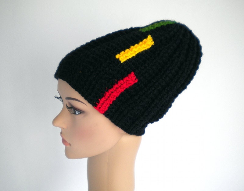 Rasta Hat With Cut Stripes on the Side, Jamaica Beanie, Dreadlock Tam ...
