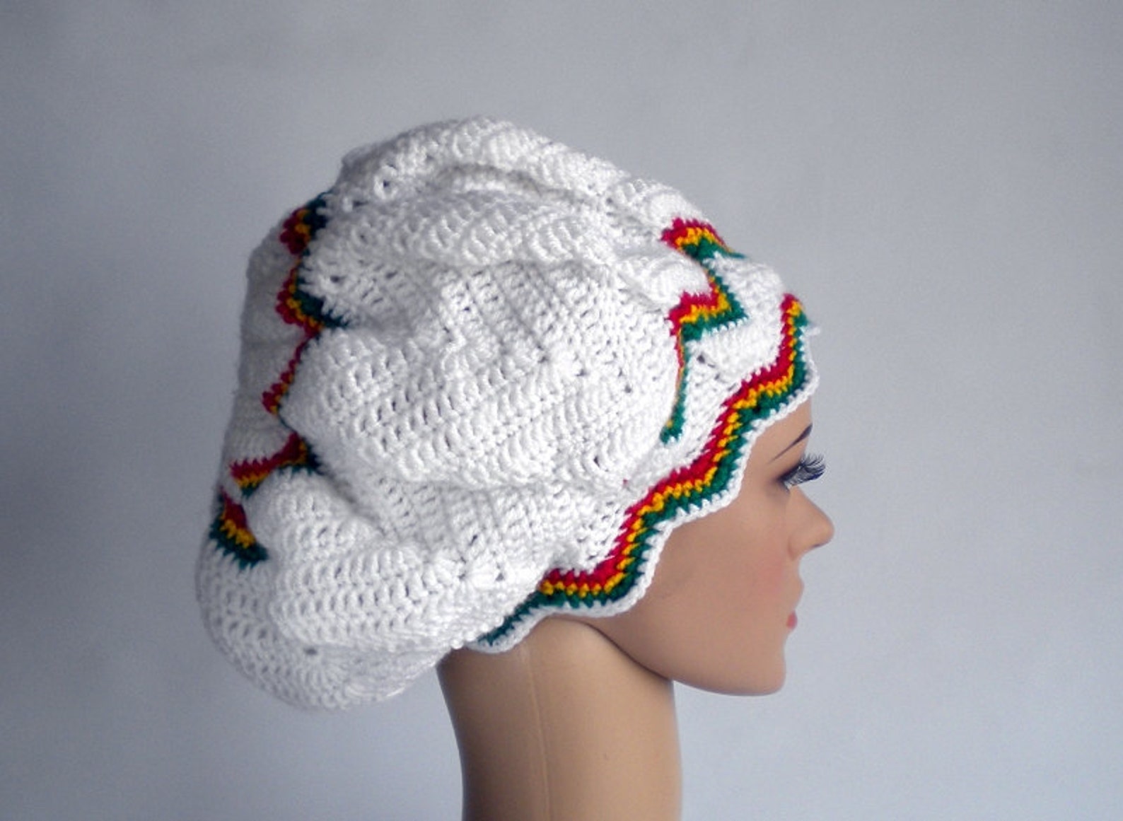 Chevron Beanie Rasta Hat Dreadlock Crown Slouchy Reggae Hat - Etsy