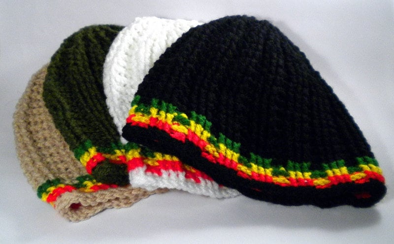 Rasta Beanie, Surf Hat, Custom Rasta Clothing, Crochet Reggae Beanie ...