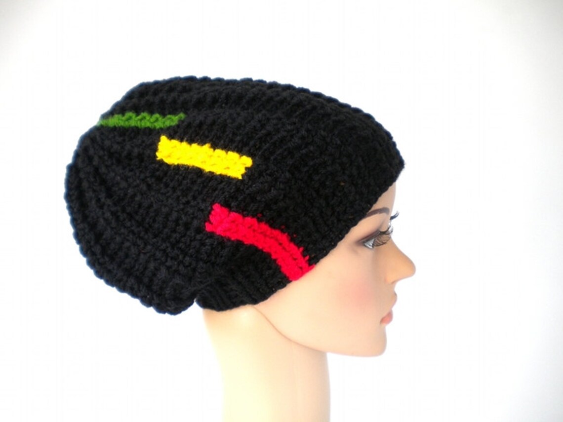 Rasta Hat With Cut Stripes on the Side, Jamaica Beanie, Dreadlock Tam ...