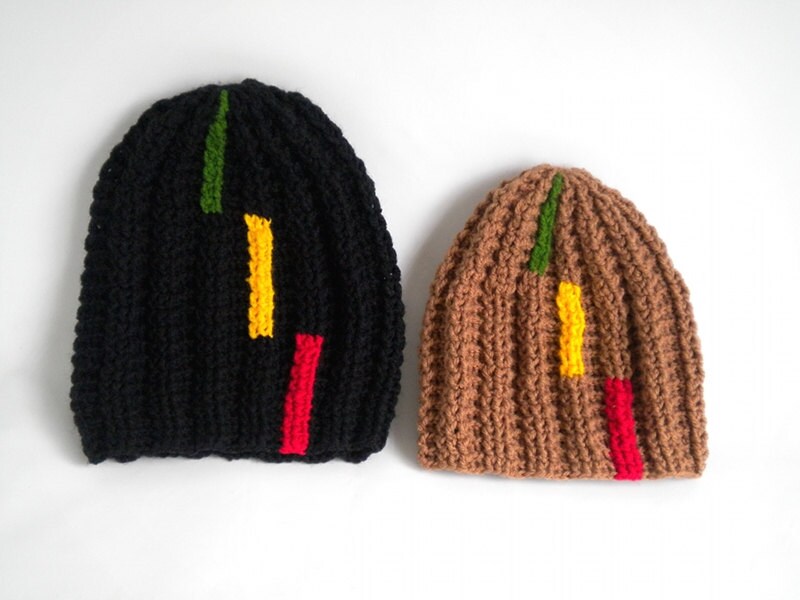 Rasta Hat With Cut Stripes on the Side, Jamaica Beanie, Dreadlock Tam ...