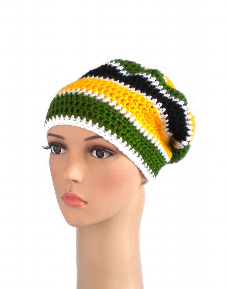 Rasta Crown, Jamaica Hat, Dreadlock Hat, Slouchy Rasta Beanie With ...