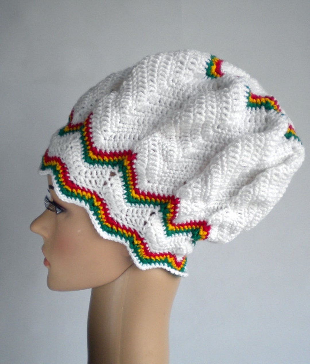 Chevron Beanie Rasta Hat Dreadlock Crown Slouchy Reggae Hat - Etsy