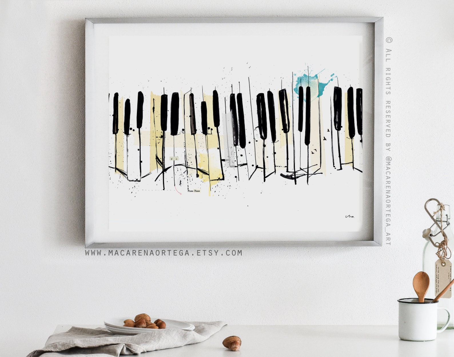 Piano collage art print Nº55 painting grand piano music art | Etsy