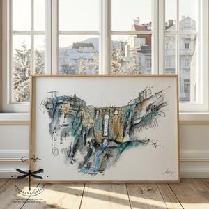 Puente Nuevo, Ronda Watercolor Art Print | Andalusia Travel Poster ...